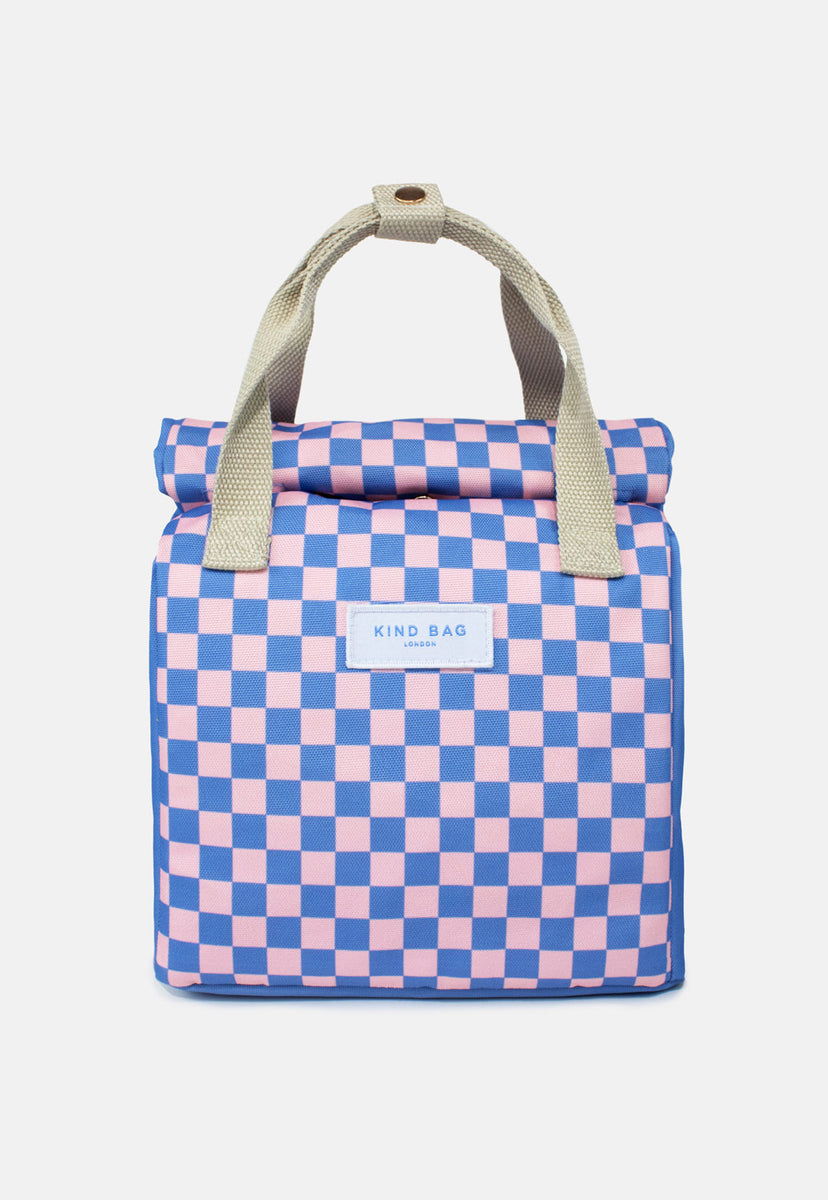 Pre Order - Lunch Bag | Checkerboard Blue & Pink – Kind Bag