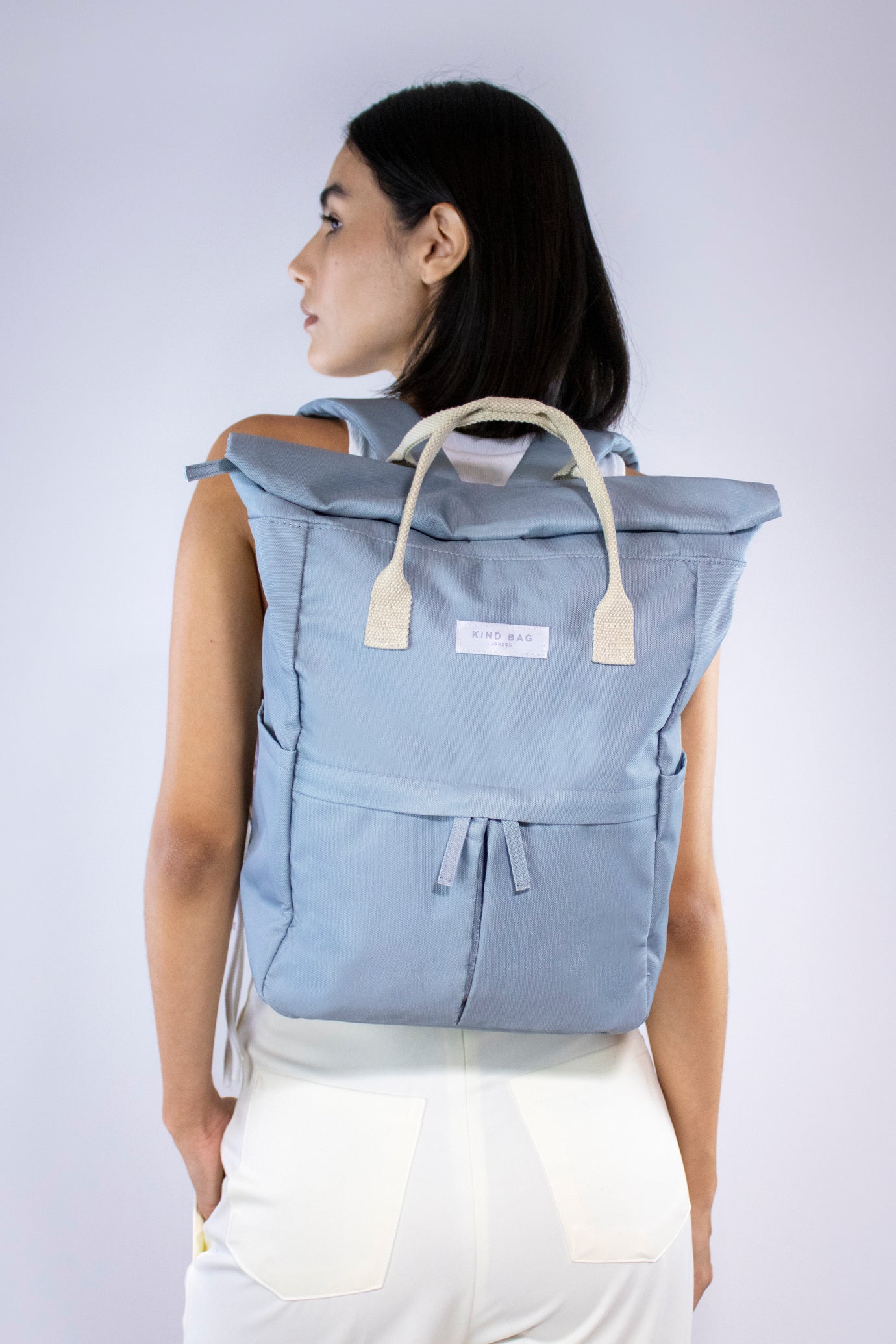 100% Recycled Sustainable Backpacks | Light Grey | Kind Bag London