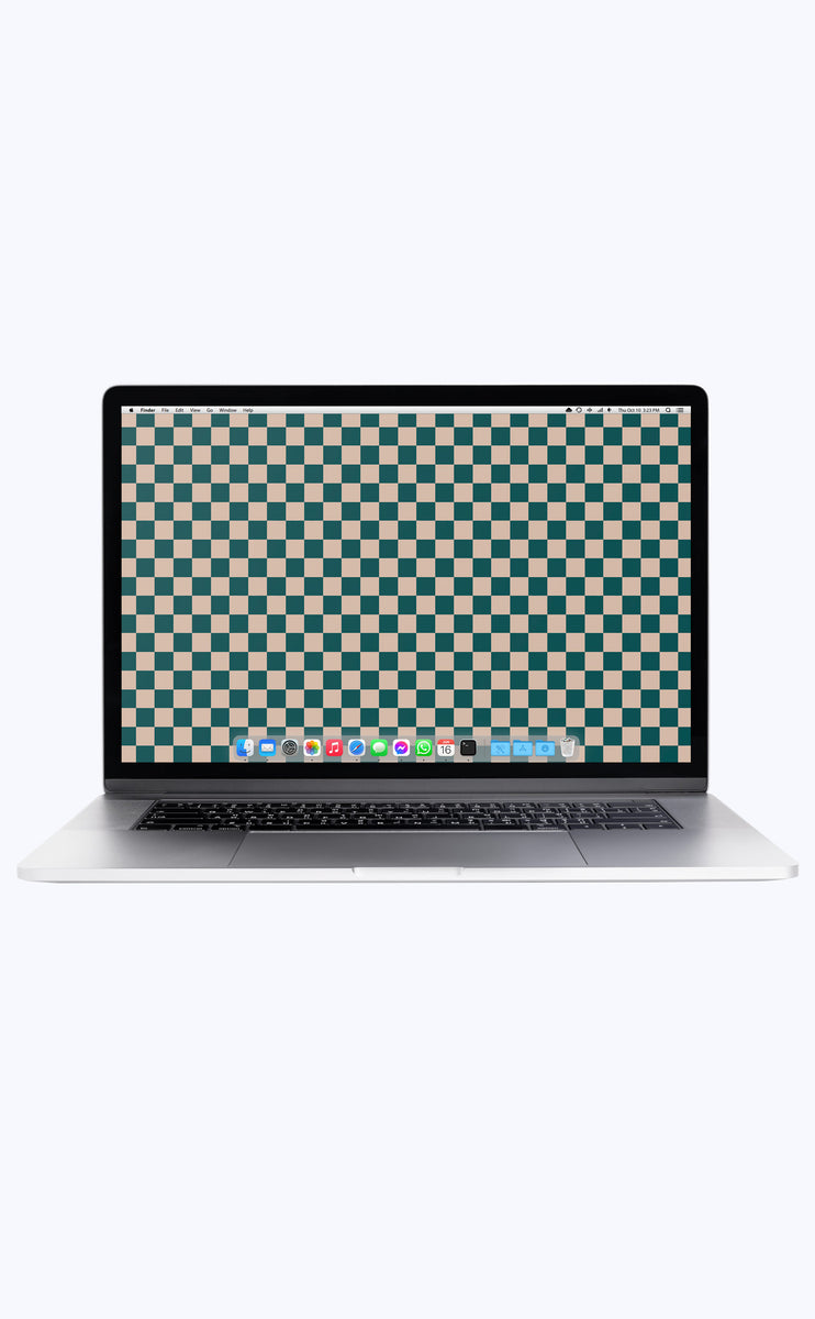 Teal and Beige Checkerboard | Digital Laptop Wallpaper – Kind Bag