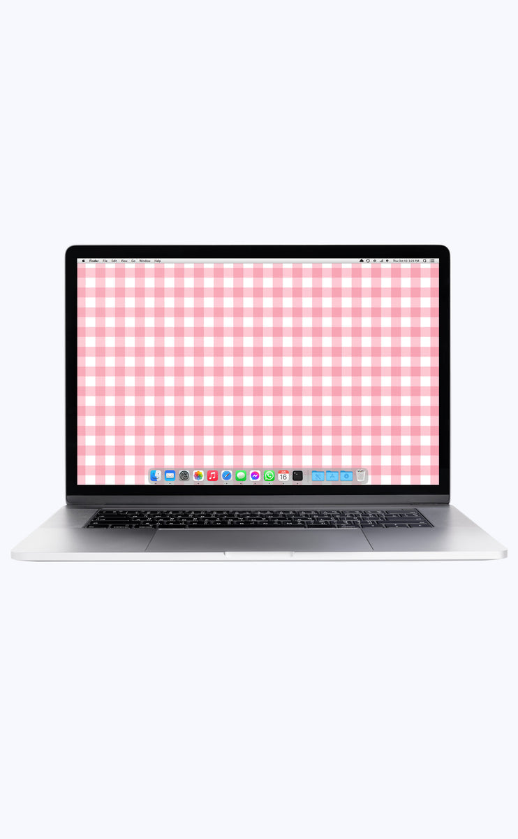 Gingham Bubblegum Pink | Digital Laptop Wallpaper – Kind Bag