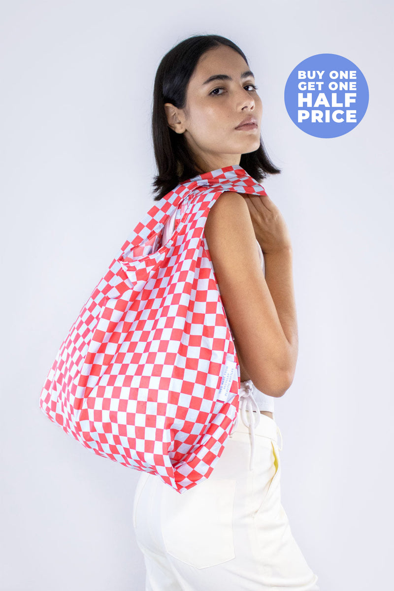 Checkerboard Red & Blue | Medium Reusable Bag – Kind Bag